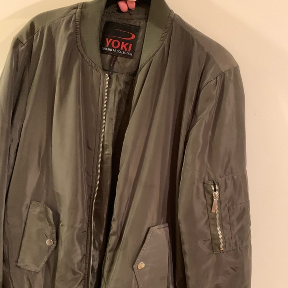 Yoki | Jackets & Coats | Quilted High Low Hunter Green Bomber Jacket ...